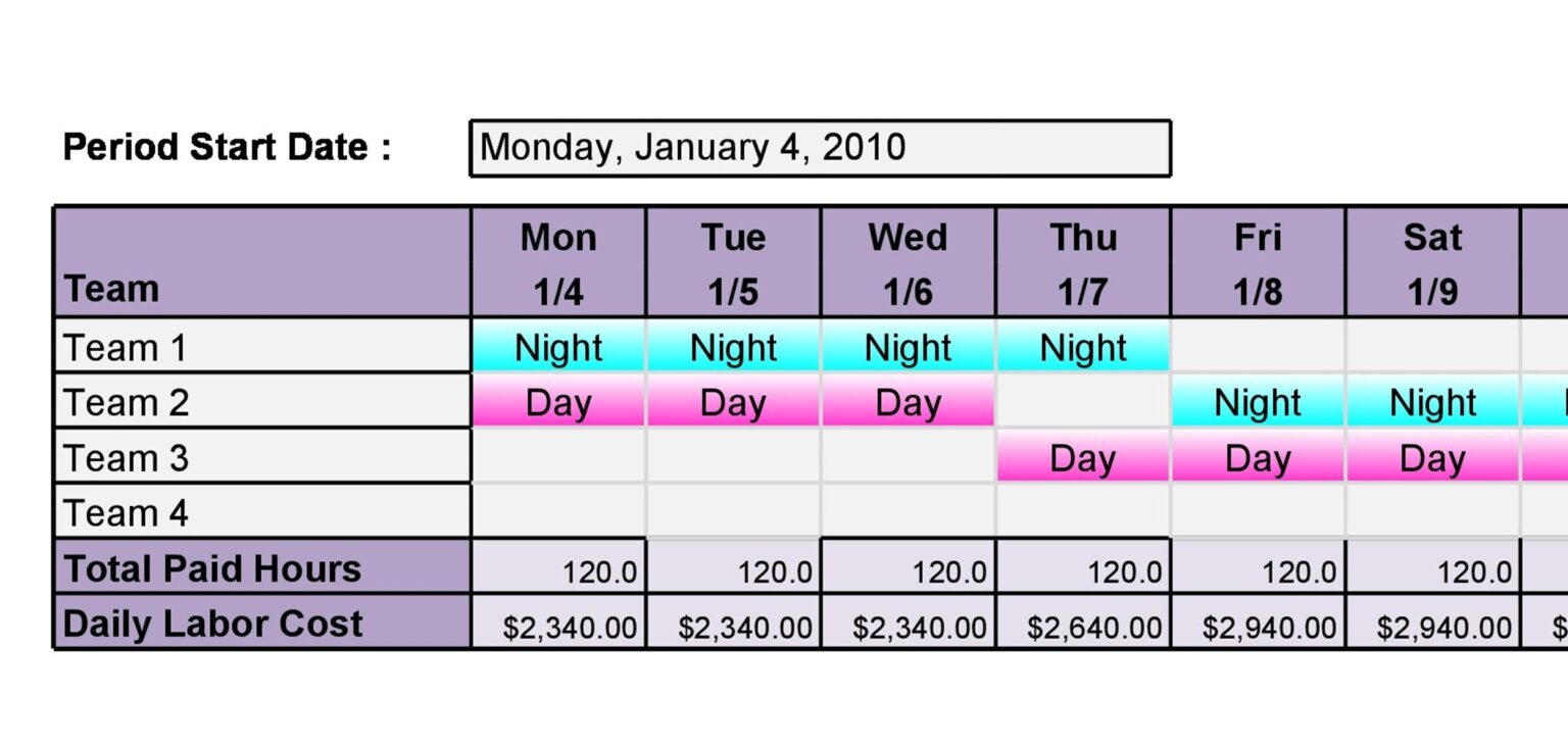 12-hour Shift Schedule Template (Word)