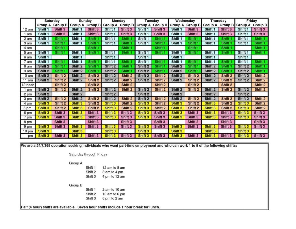 12-hour Shift Schedule Template (Word)