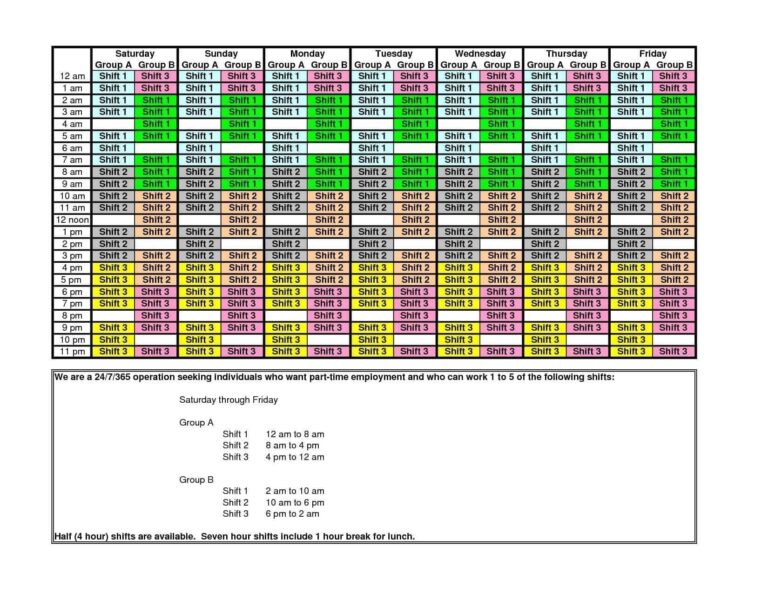 12-hour Shift Schedule Template (Word)