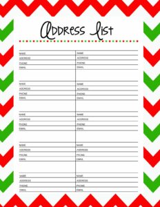 Free Printable Address List Template