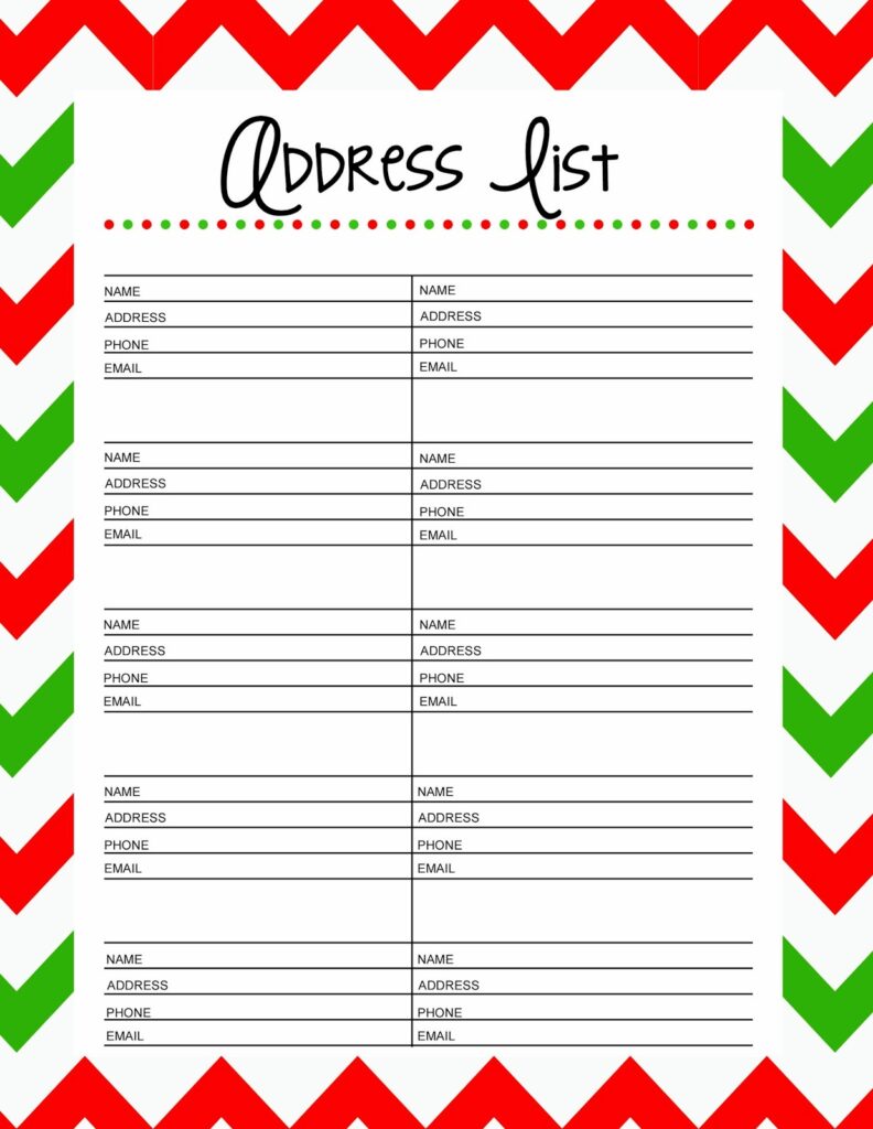 Free Printable Address List Template