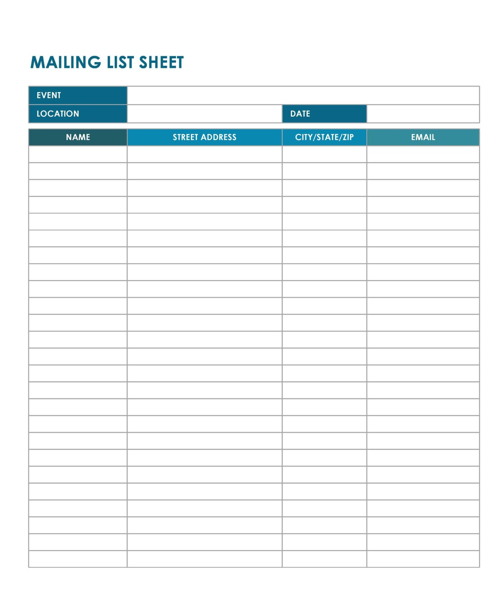 Free Printable Address List Template