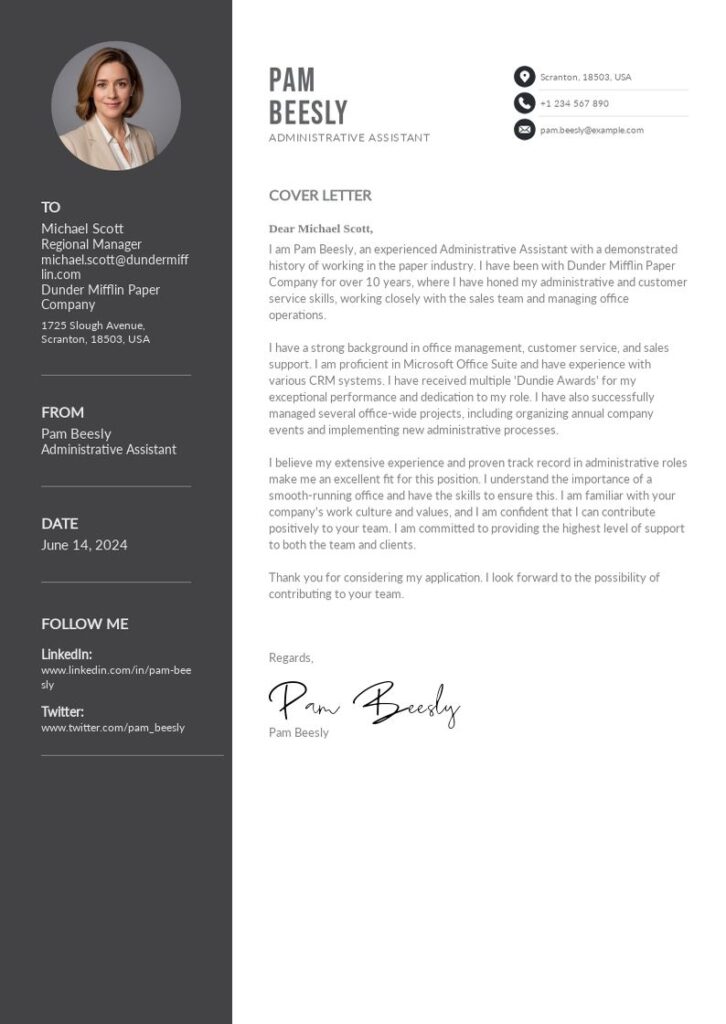 Administrative Assistant Cover Letter Template