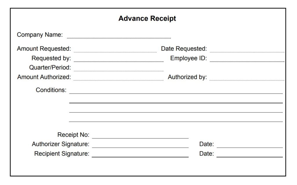 Advance Payment Receipt Template