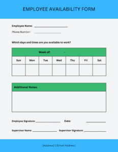 Availability Schedule Template (Excel)