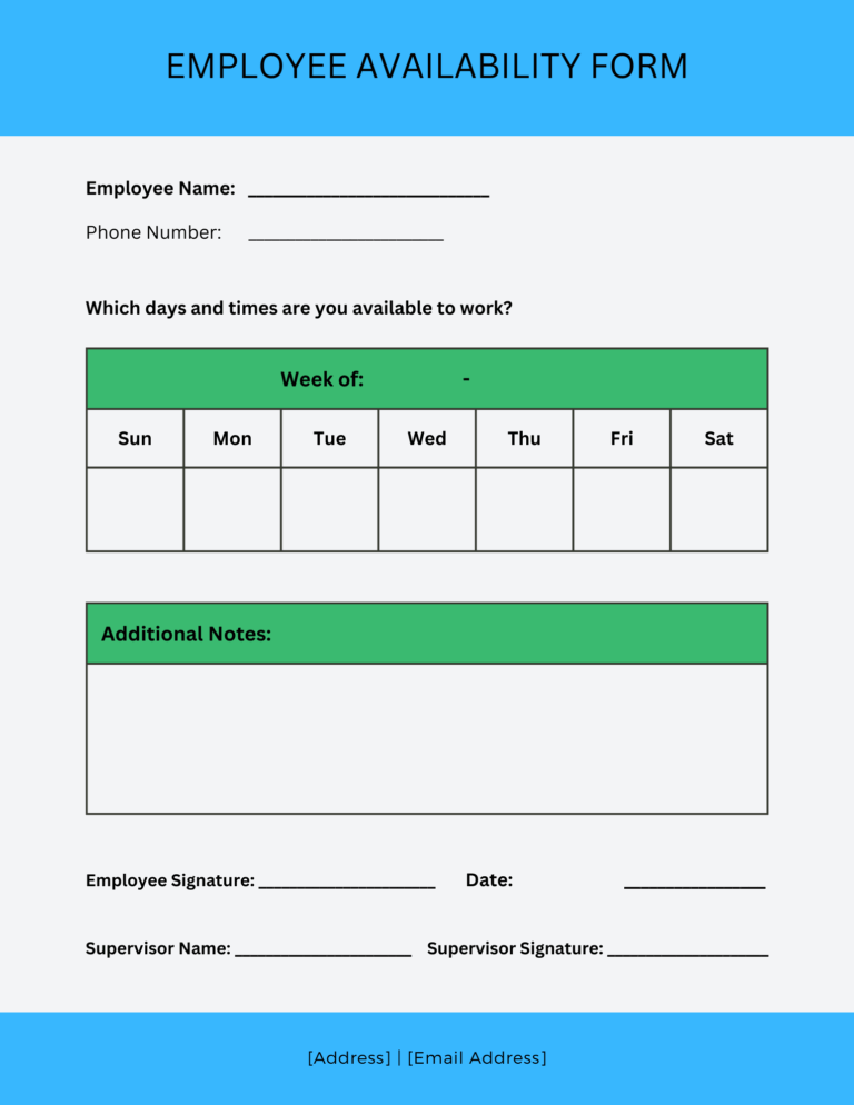 Availability Schedule Template (Excel)