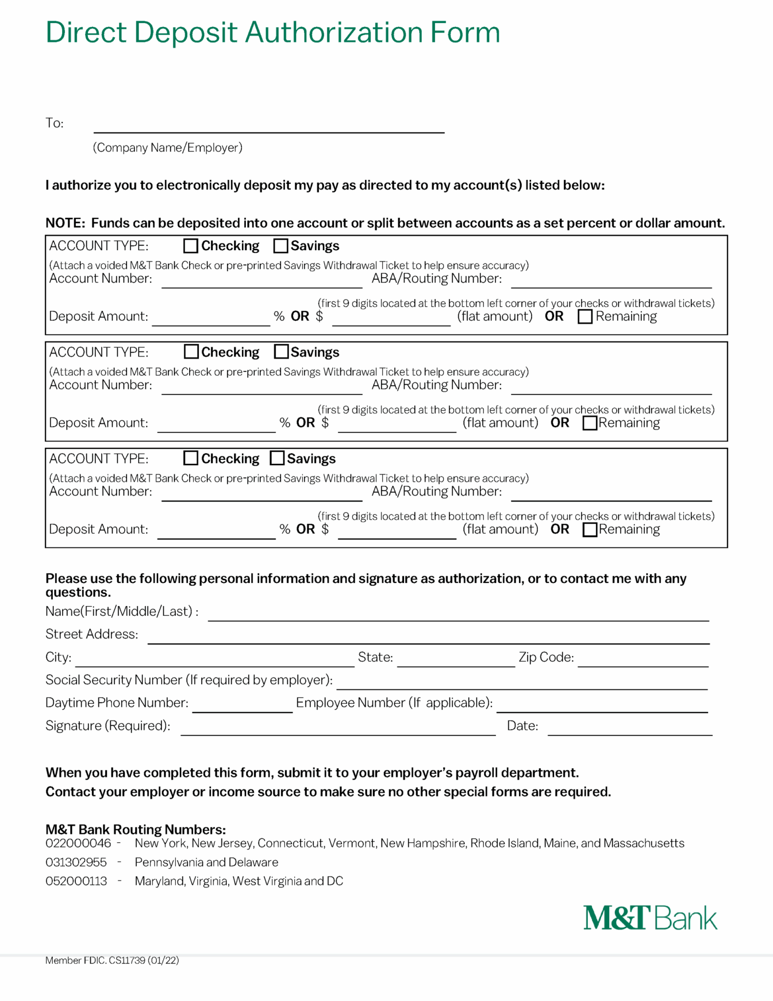 Bank Letter For Direct Deposit (Word)