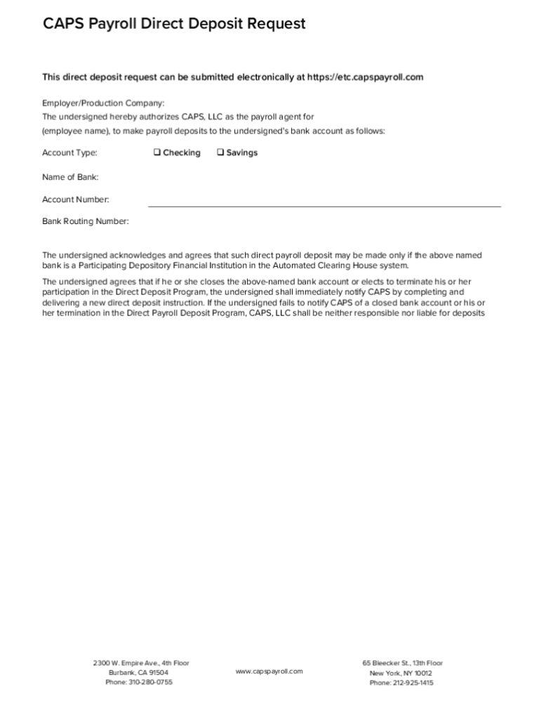 Bank Letter For Direct Deposit (Word)