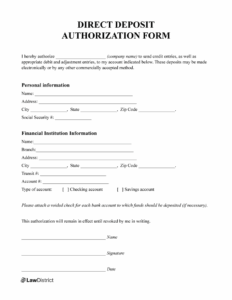 Bank Letter For Direct Deposit (Word)