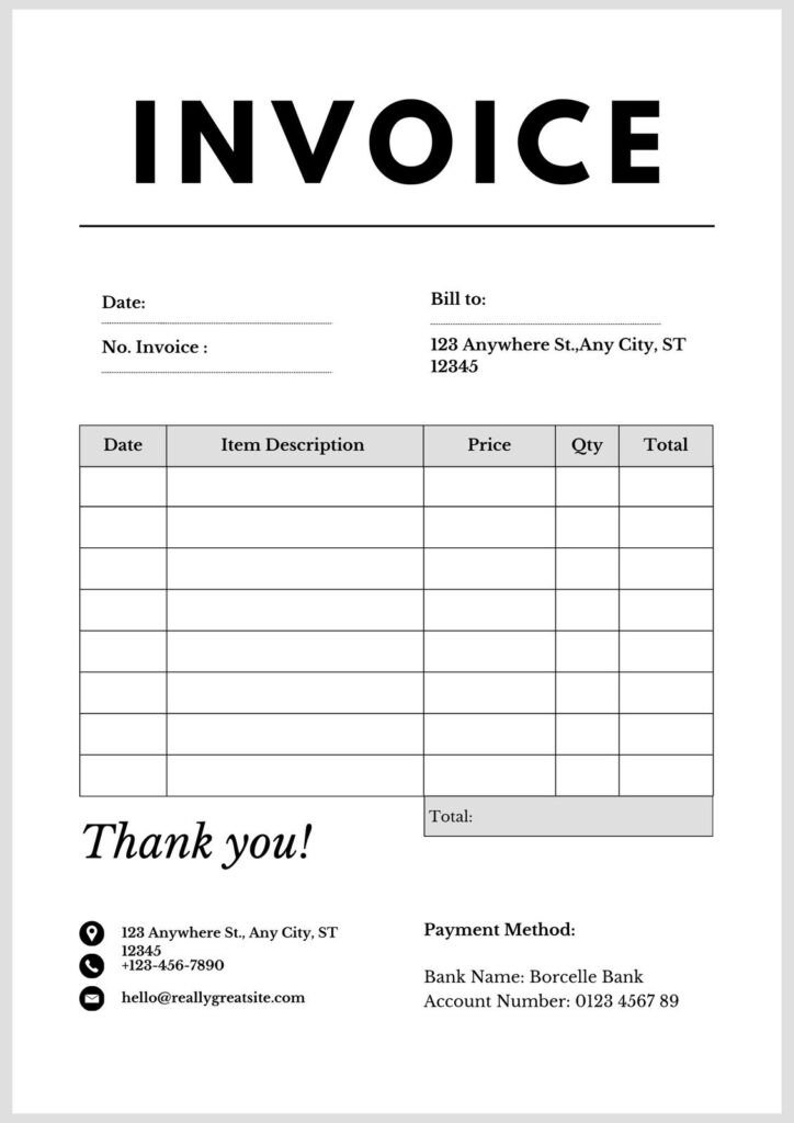 Free Printable Billing Invoice Template
