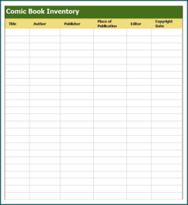 Printable Book Inventory List Template