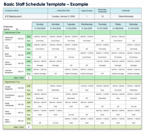 Free Printable Break Schedule Template