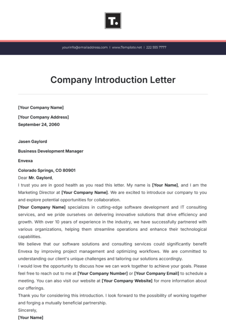 Business Introduction Letter Template (Word)