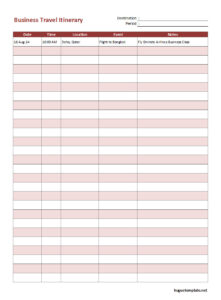 Free Printable Business Travel Itinerary Template