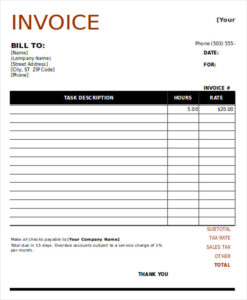 Printable Carpenter Receipt Template