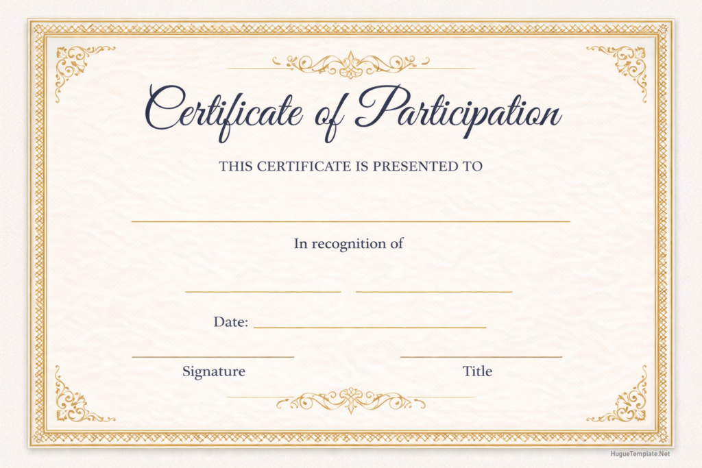 Printable Certificate of Participation Template