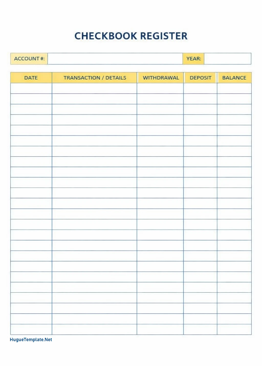 Free Printable Check Register Template
