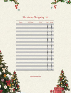 Printable Christmas Shopping List Template