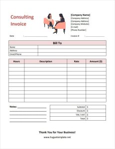 Printable Consulting Invoice Template
