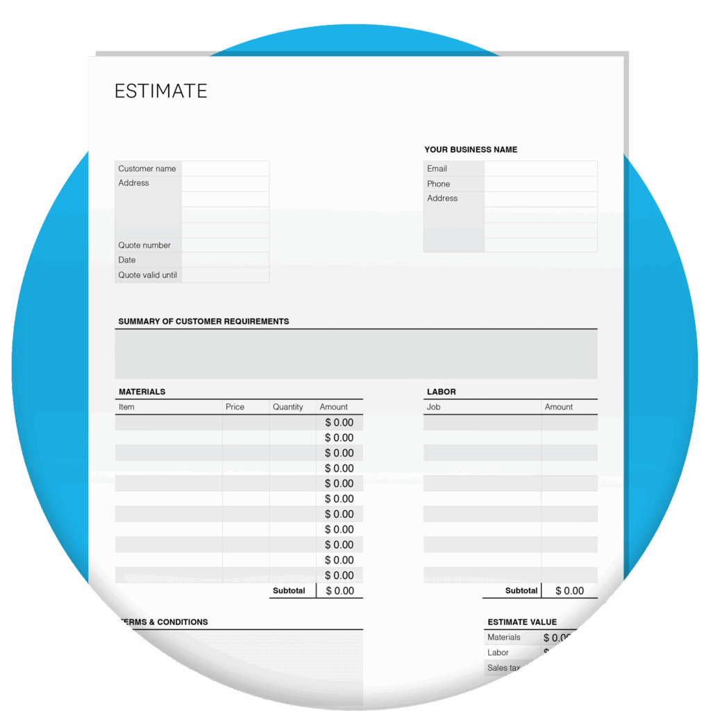 Printable Contractor Estimate Template