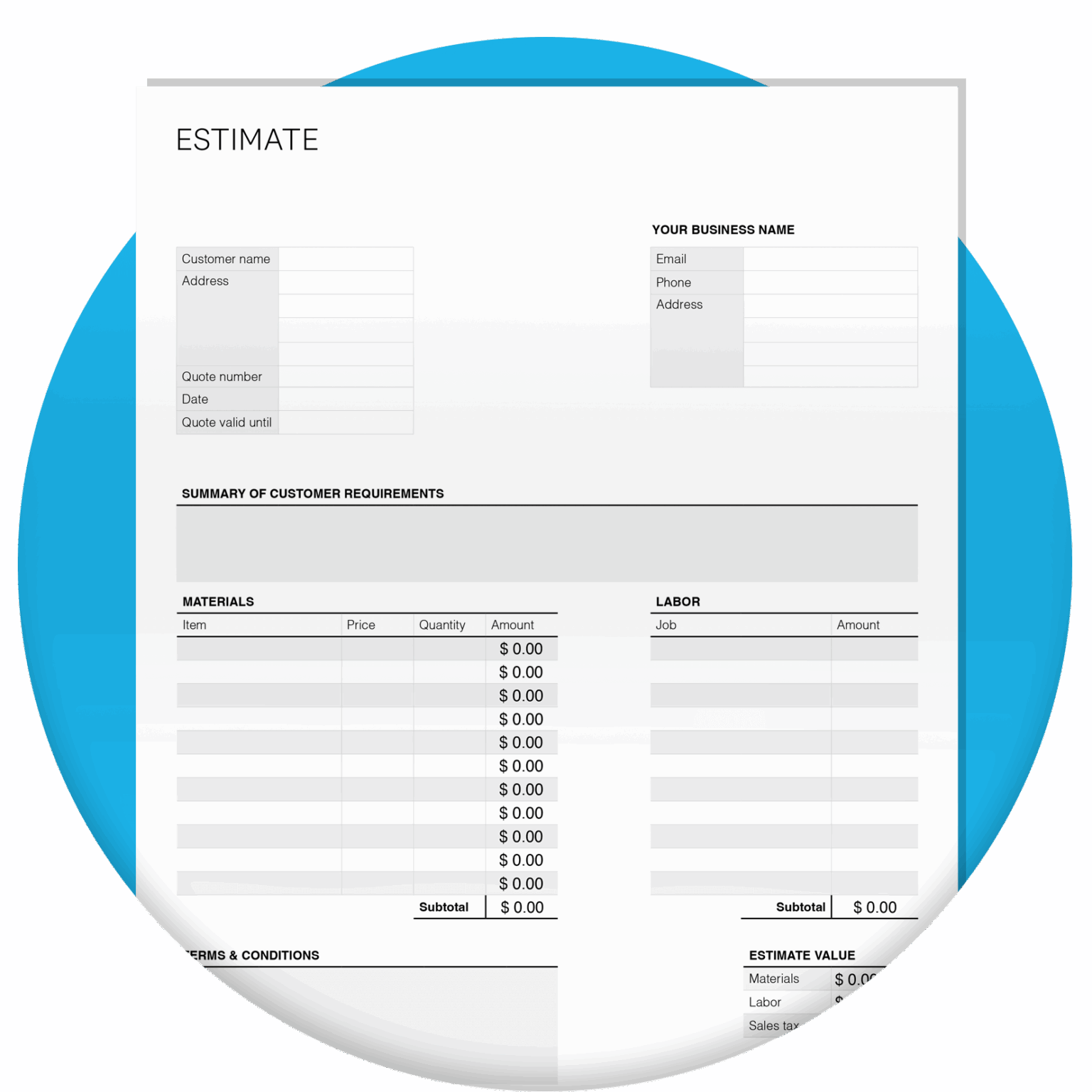 Printable Contractor Estimate Template