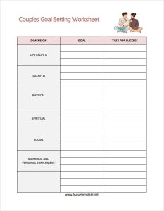 Printable Couples Goal Setting Worksheet Template