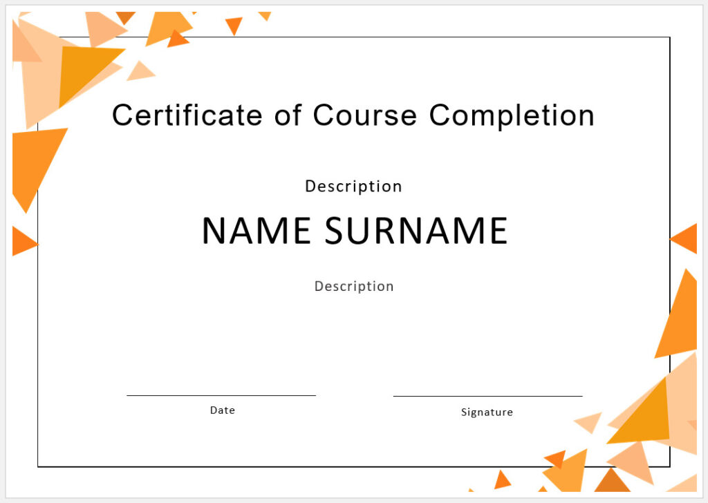 Course Completion Certificate Template