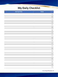 Free Printable Daily Checklist Template