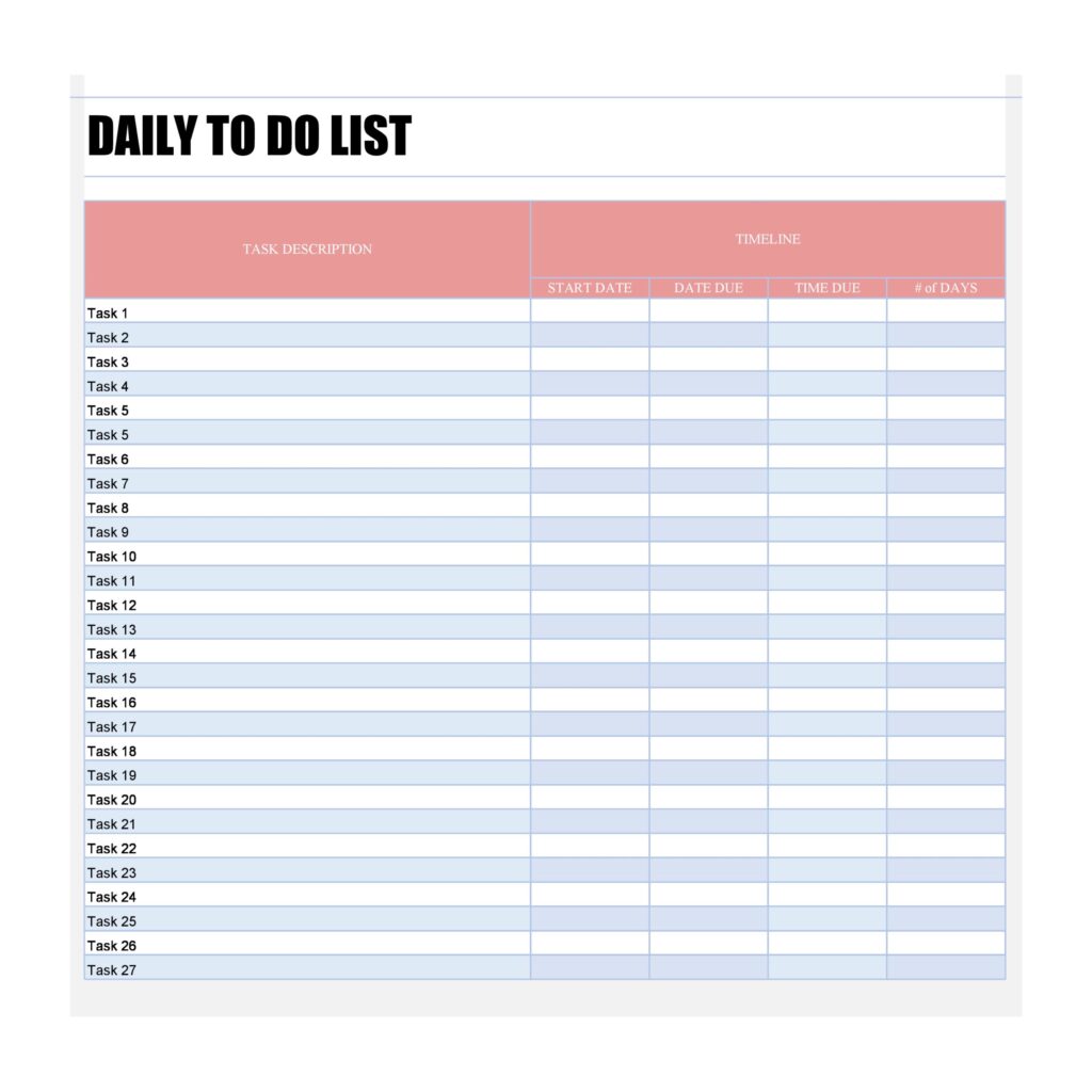 Free Printable Daily To-do List Template