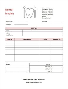 Printable Dental Invoice Template