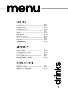 Free Customizable Drink Menu Template (Word)