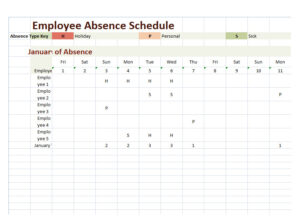 Employee Absence Schedule Template