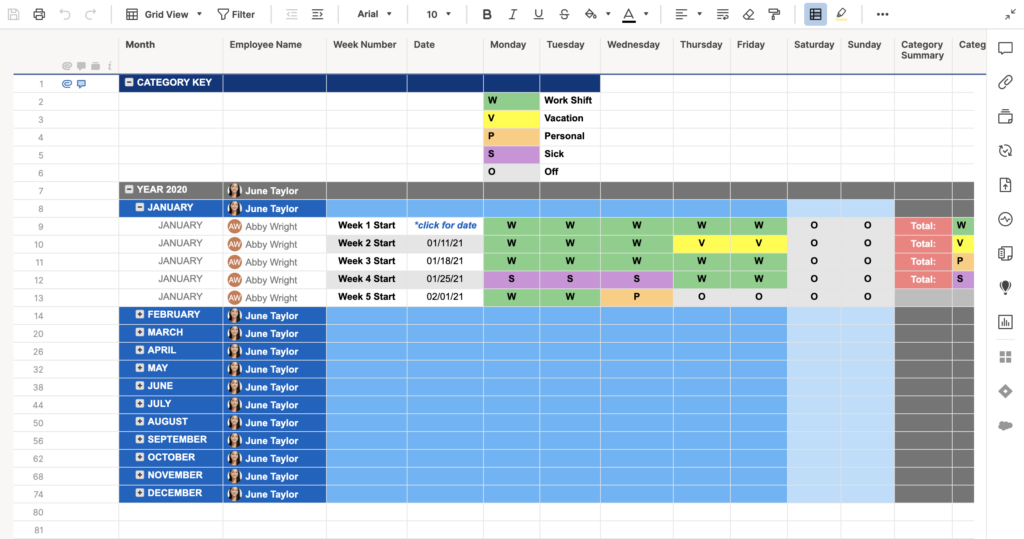 Employee Absence Schedule Template