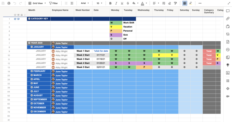 Employee Absence Schedule Template