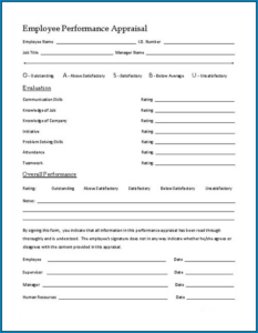 Printable Employee Appraisal Form