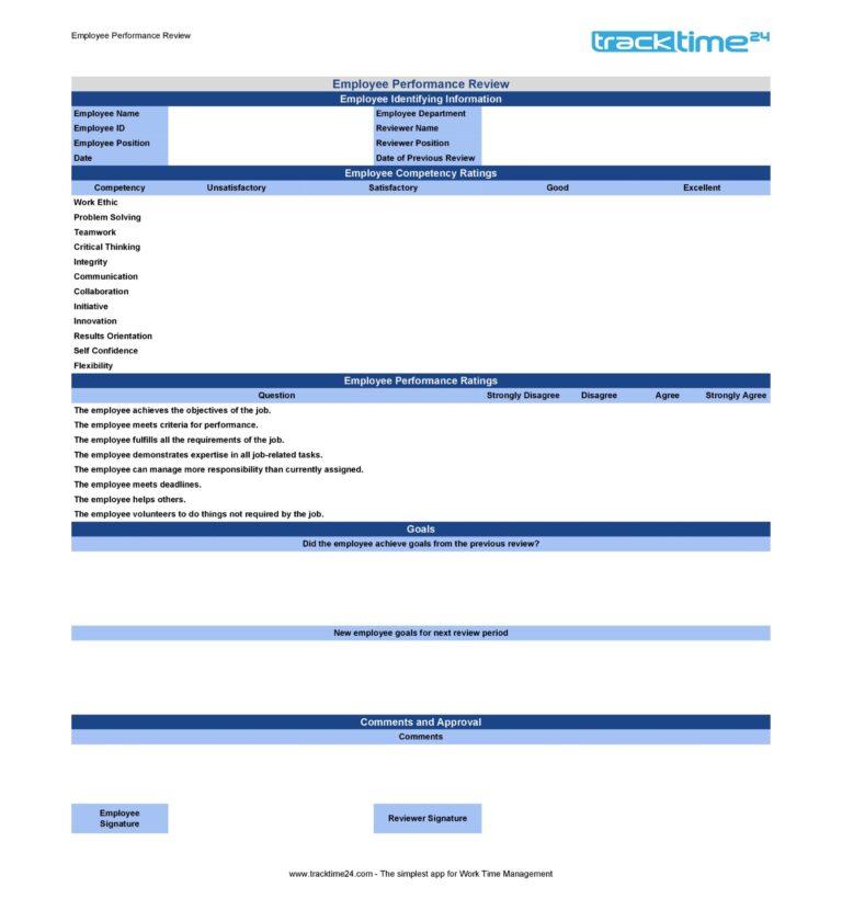 Employee Performance Review Template