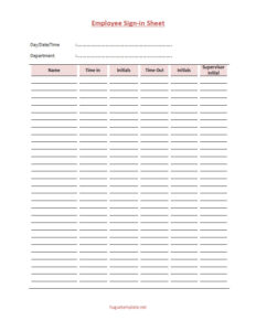 Printable Employee Sign-in Sheet Template (Word)