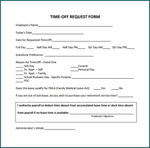 Printable Employee Time Off Request Form