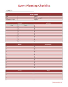 Printable Event Planning Checklist Template