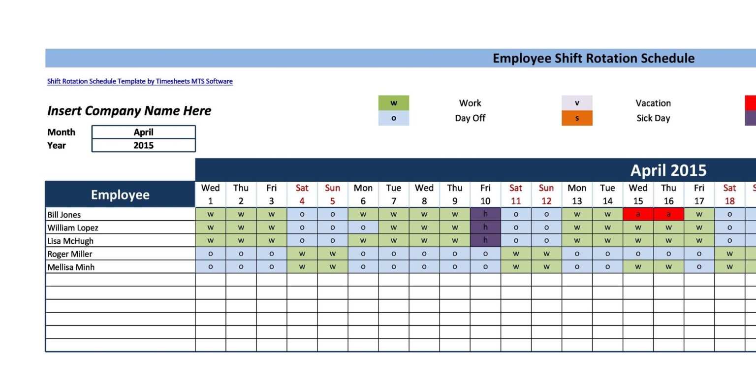 12-hour Shift Schedule Template (Word)