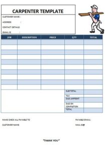 Printable Carpenter Receipt Template