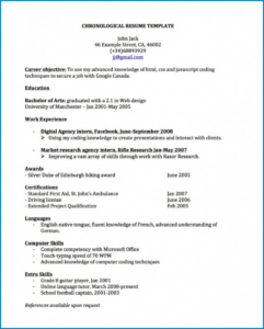 Chronological Resume Template (Word)