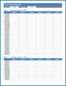 Printable Daily Work Schedule Template