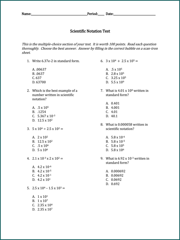 Multiple-Choice Quiz Template (Word)
