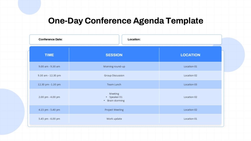 One-day Conference Schedule Template