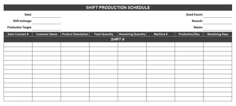 Production Shift Schedule Template
