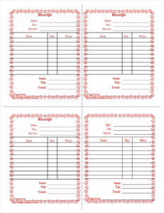 Printable Restaurant Receipt Template