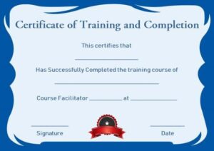Training Completion Certificate Template