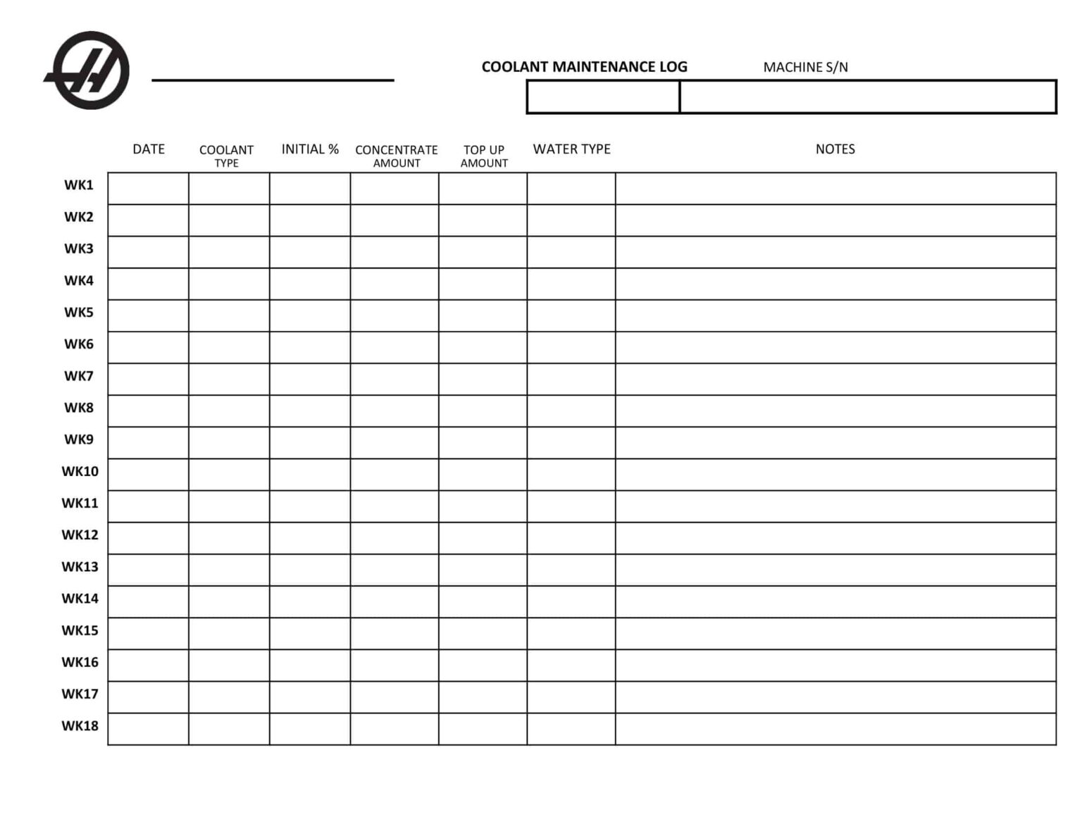Farm Equipment Maintenance Log Template