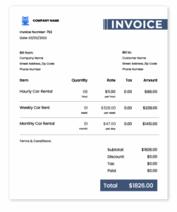 Printable Generic Invoice Template (Excel)